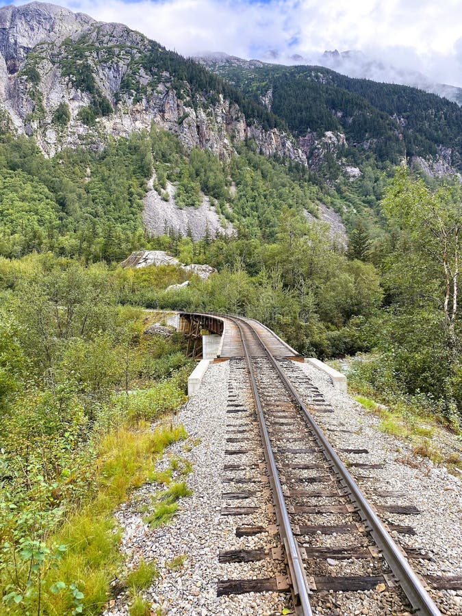 Train Tracks Running through a Mountain Range Stock Image - Image of ...