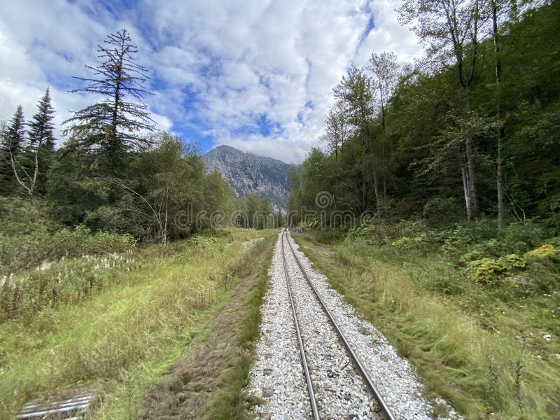 Train Tracks Running through a Mountain Range Stock Image - Image of ...