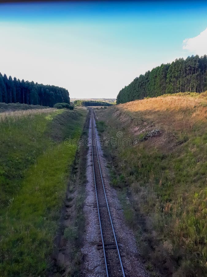 Train tracks. Rural scene. stock image. Image of direction - 258574263