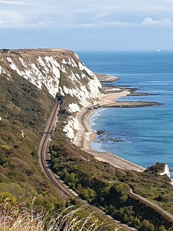 Train Tracks and Sea stock photo. Image of ocean, tracks - 158049816