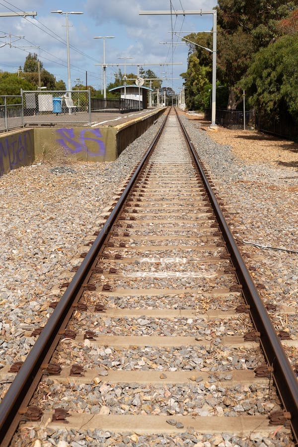 Train Tracks and Station Platform at the Warradale Train Station Stock ...