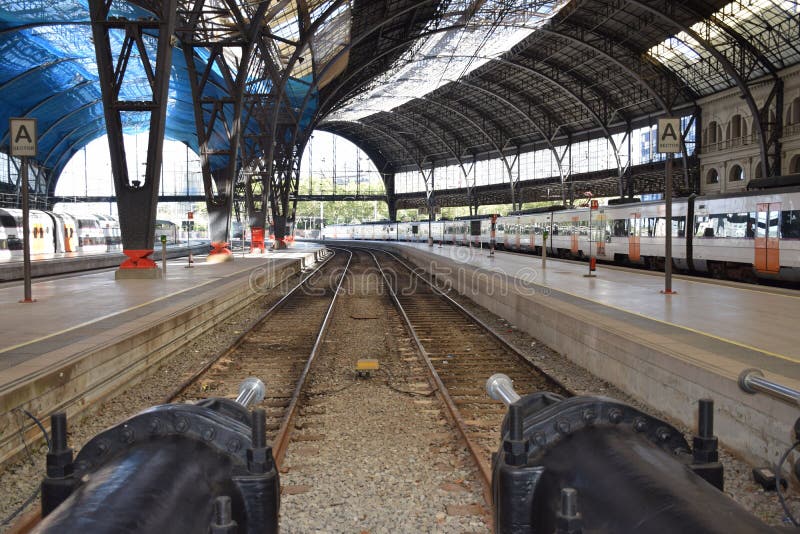Train Tracks and Platforms of a Station. Stock Photo - Image of track ...