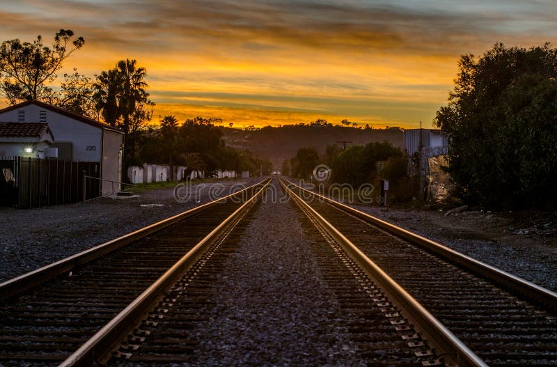 Train Tracks Sunset Santa Barbara Stock Photo - Image of california ...