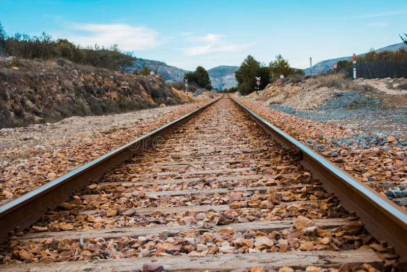 Train tracks stock image. Image of blue, dream, light - 106677805