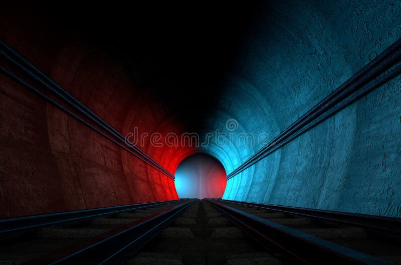 Train Tracks and Tunnel Split Choices Stock Illustration - Illustration ...
