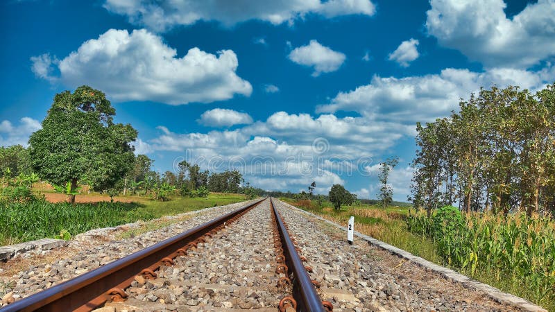 Train Tracks Under Beautiful Clouds Stock Photo - Image of train ...