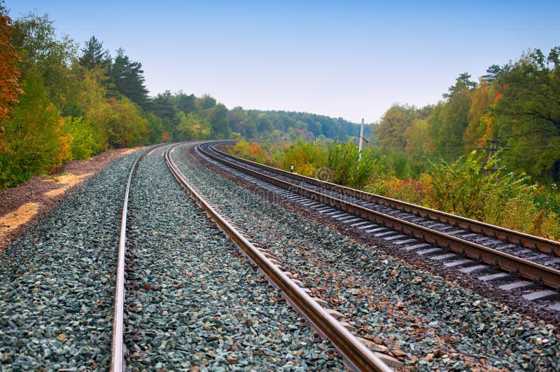 Train Tracks View with Forest Stock Image - Image of forest, rails ...