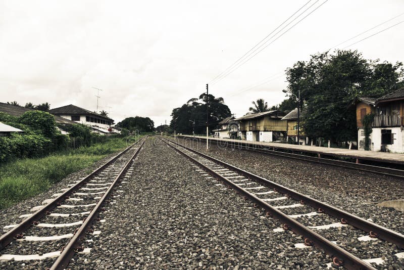 Train tracks stock image. Image of nice, steel, green - 78710713