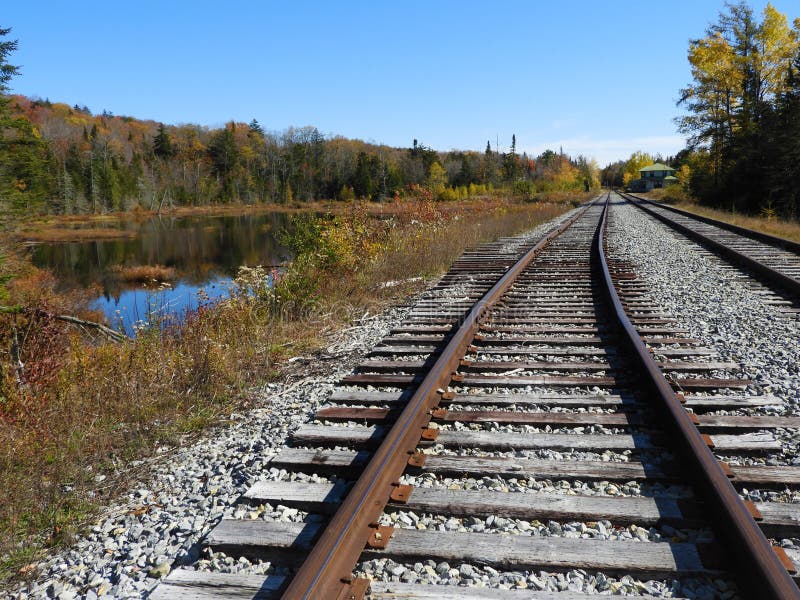 Train Tracks Leading into the Wilderness of ADK Stock Photo - Image of ...