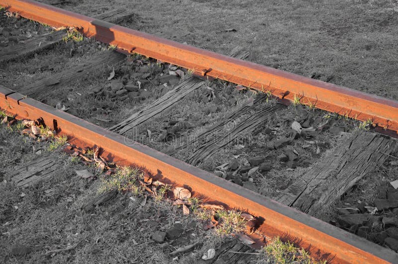 Train tracks stock image. Image of gravel, orange, rail - 77088499