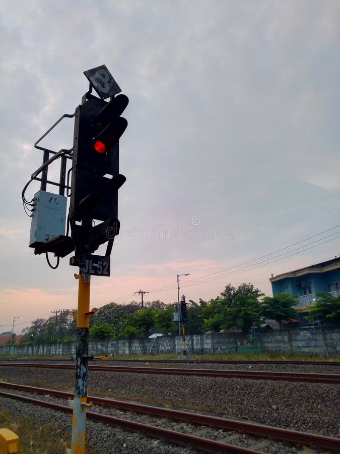 Train Traffic Lights in the Evening Editorial Photography - Image of ...