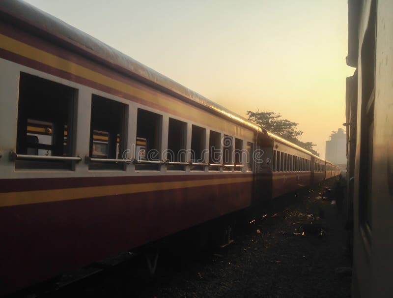 A Train in Train Station at Morning Stock Image - Image of front ...