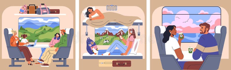 Train Travel. Flat Vector Illustration Stock Vector - Illustration of ...