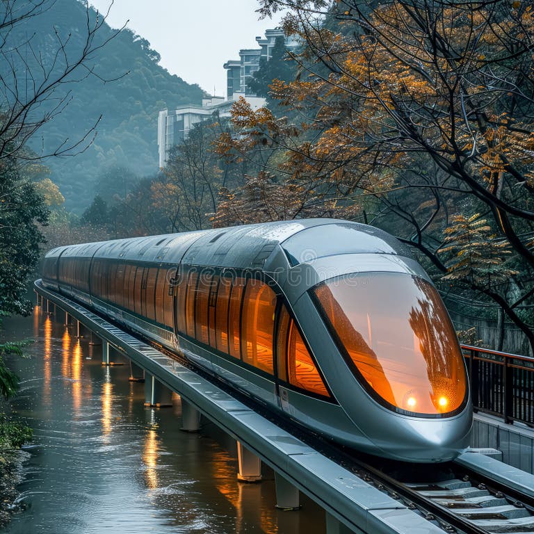 Train is Traveling on a Bridge Over a River Stock Photo - Image of line ...
