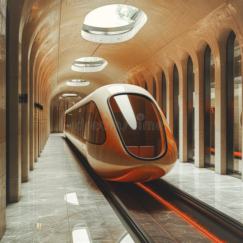 Train is Traveling Down a Long, Narrow Tunnel Stock Photo - Image of ...