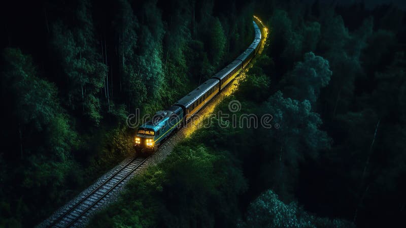 A Train Traveling Down Train Tracks Next To a Forest. Generative Ai ...
