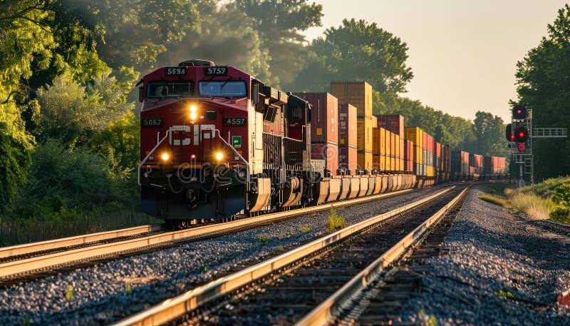 Train is Traveling Down the Tracks with a Yellow and Orange Engine ...