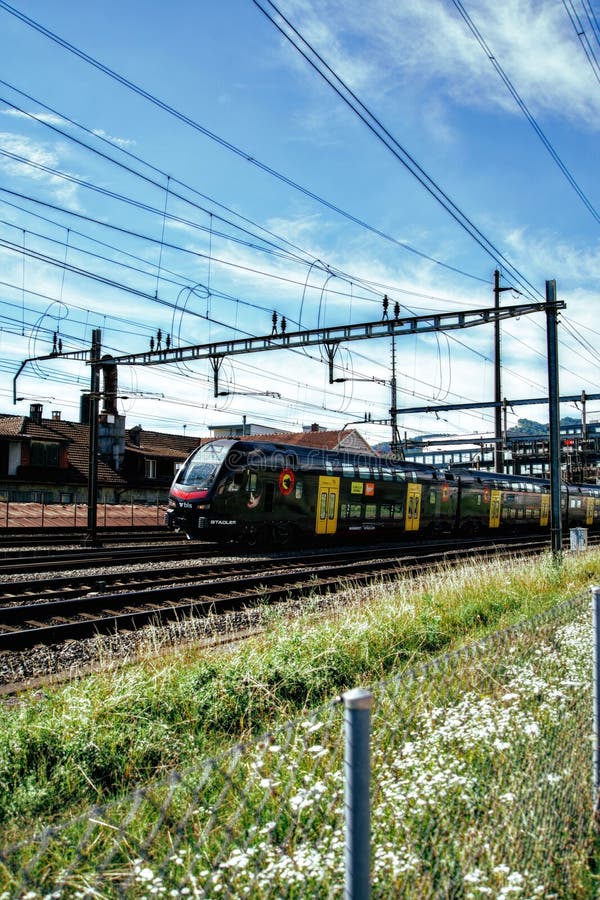 Train Traversing a Set of Train Tracks Editorial Stock Image - Image of ...