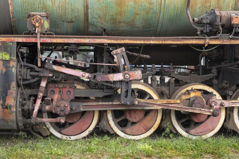 A Steam Engine with Wheels and Pistons Stock Image - Image of train ...