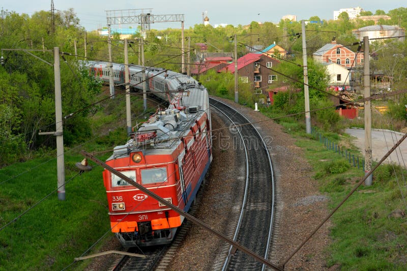 The Train is at a Turn in the Near Editorial Photography - Image of ...