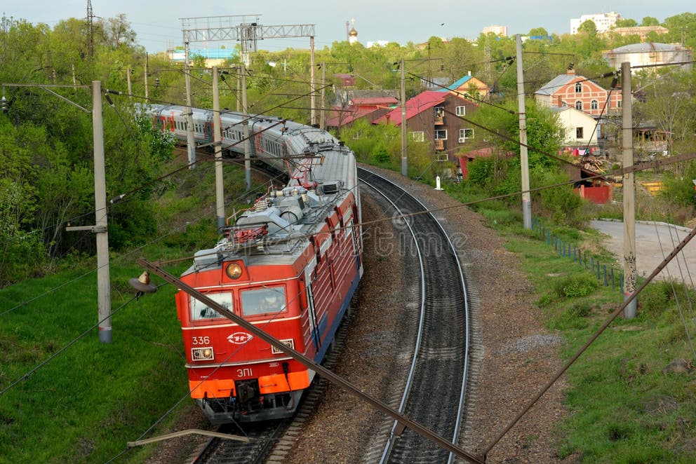 The Train is at a Turn in the Near Editorial Photography - Image of ...