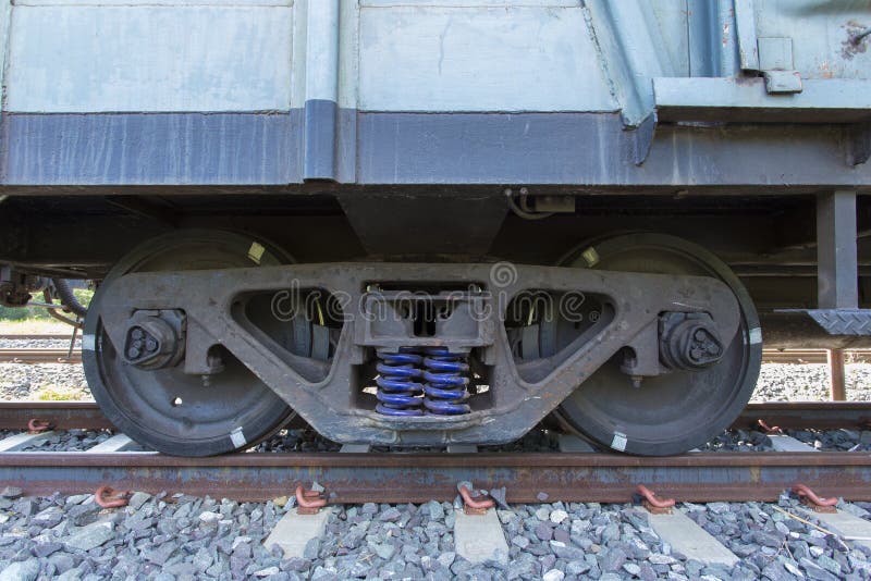 A Train Under Structure on the Train Track. Stock Image - Image of rust ...