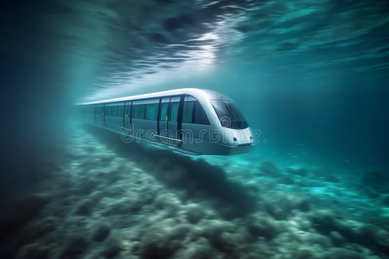 Train Underwater in Motion. Underwater High-speed Train in Underway ...