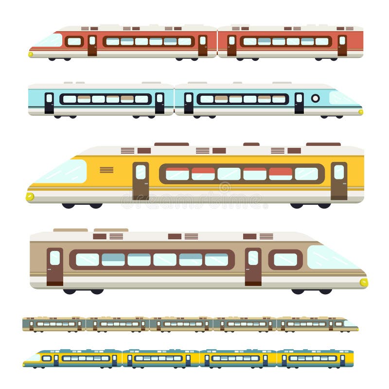 Train. Vector Flat Design Modern Trains Icons Set Stock Vector ...