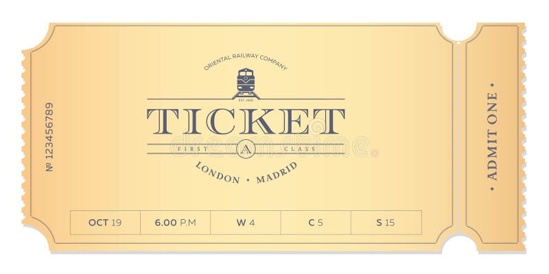 Vintage Train Ticket Template on a Light Background. Stock Photo ...