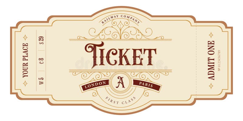 Vintage Train Ticket Template on a Light Background. Stock Photo ...