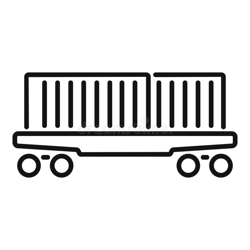 Train Wagon Carrying Cargo Container Line Icon Stock Illustration ...
