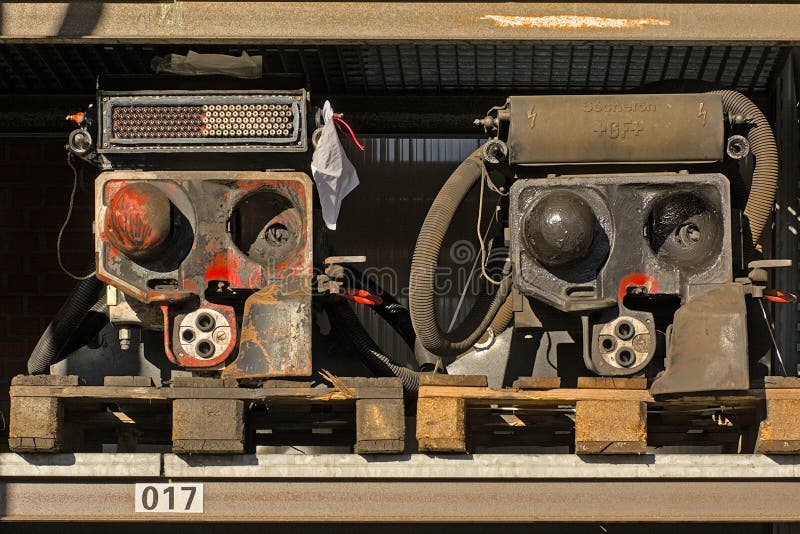 Train Wagon Connectors on a Rack Stock Image - Image of railway ...