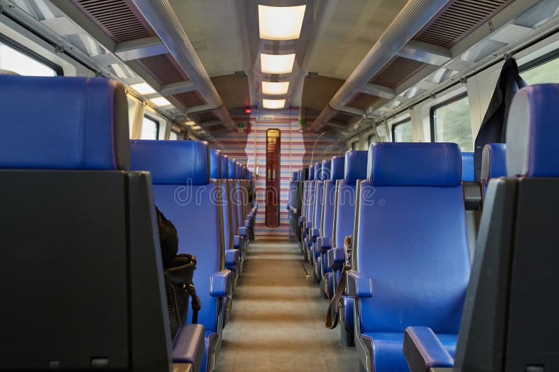 Passenger Train interior stock image. Image of long - 281614977