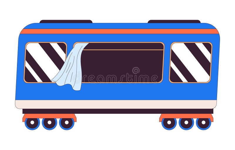 Train Wagon Wheels 2D Linear Cartoon Object Stock Vector - Illustration ...