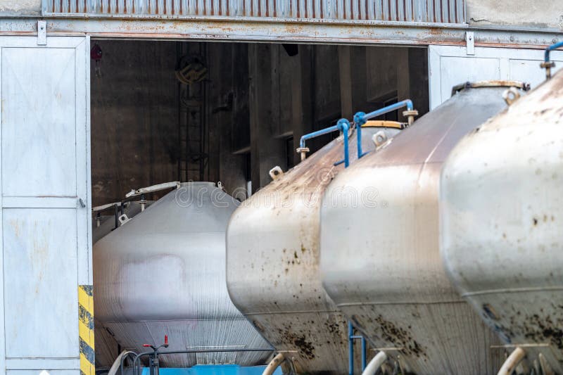 Train Wagons with Containers for the Transport of Bulk Materials ...