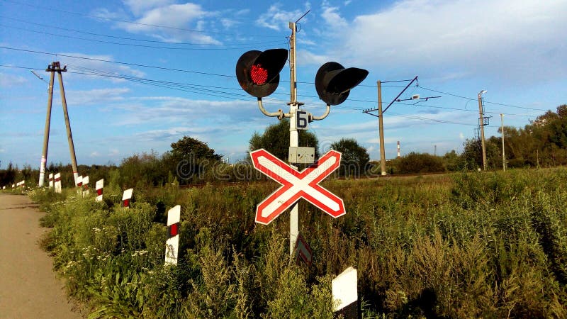 Traffic Sign Approaching The Railroad Crossing Stock Photo - Image of ...