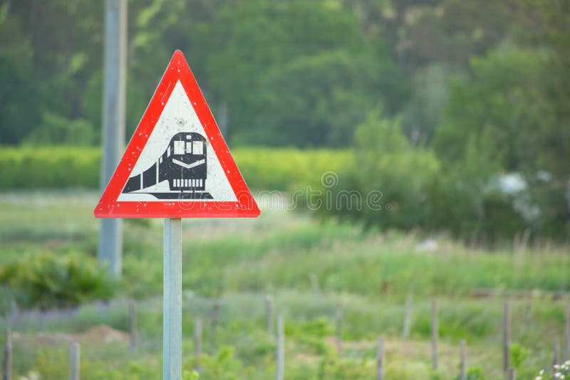 Train Warning Sign stock image. Image of railway, rail - 71989703