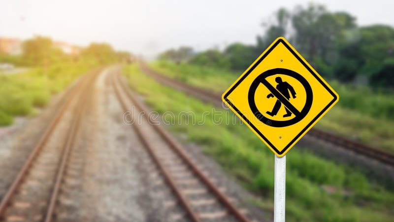 Train Warning Sign To Warn People when Crossing the Train Tracks Stock ...