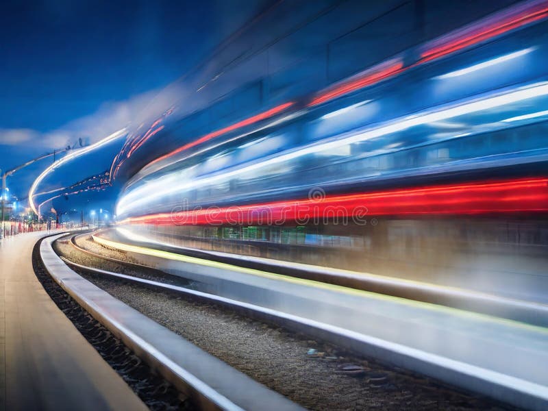A Train Was Taken Using Long Exposure Photography Techniques Stock ...