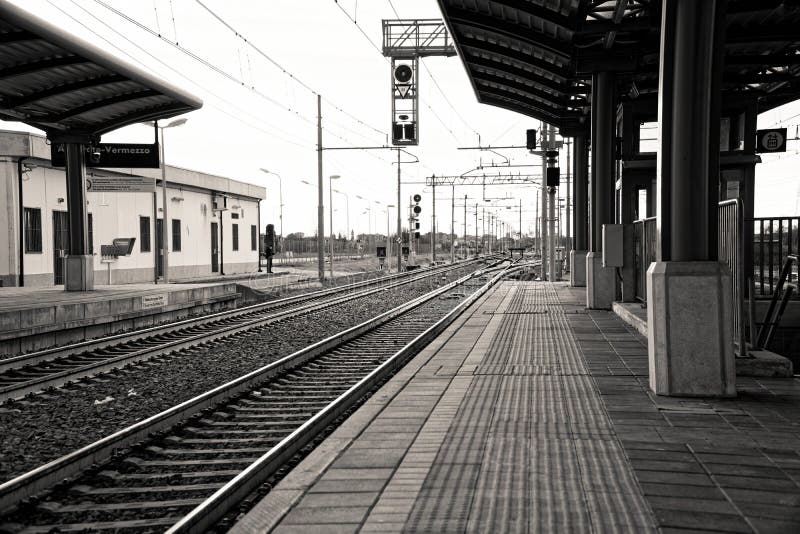 Empty Train Station Sign with Place for Name, Mock-up. Stock Image ...