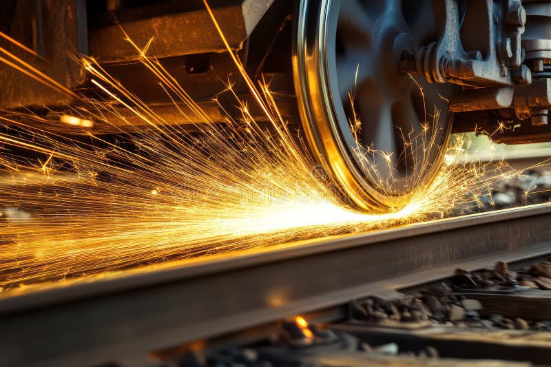 Train Wheel Sparking Dynamically on Railway Track Stock Image - Image ...