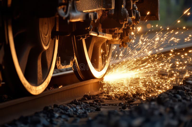 Train Wheel Sparking Dynamically on Railway Track Stock Image - Image ...