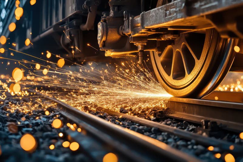 Train Wheel Sparking Dynamically on Railway Track Stock Image - Image ...