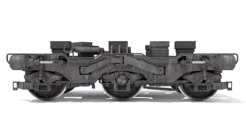Train Wheels Bogie 3D Rendering on White Background Stock Illustration ...