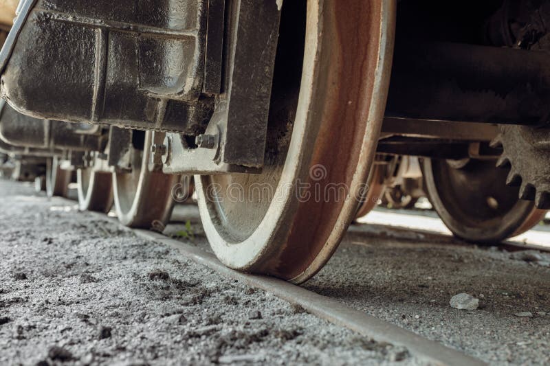 Train Wheels on Rails Close-up, Rail Transport, Logistics Stock Image ...