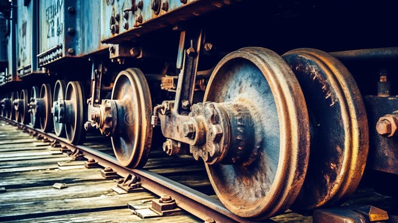 Train Wheels on Rails. Generative AI Stock Illustration - Illustration ...