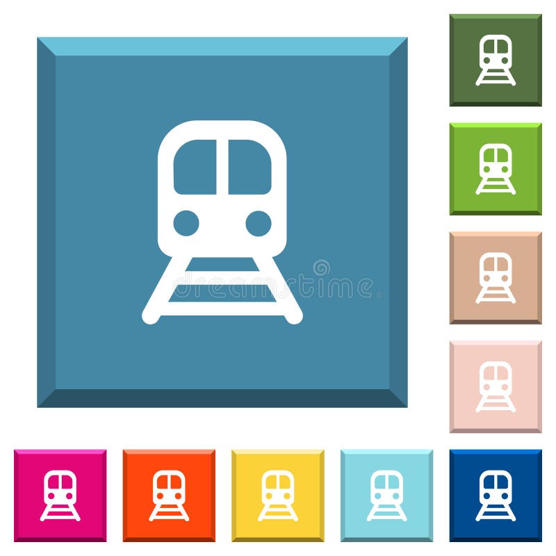 Train White Icons on Edged Square Buttons Stock Vector - Illustration ...