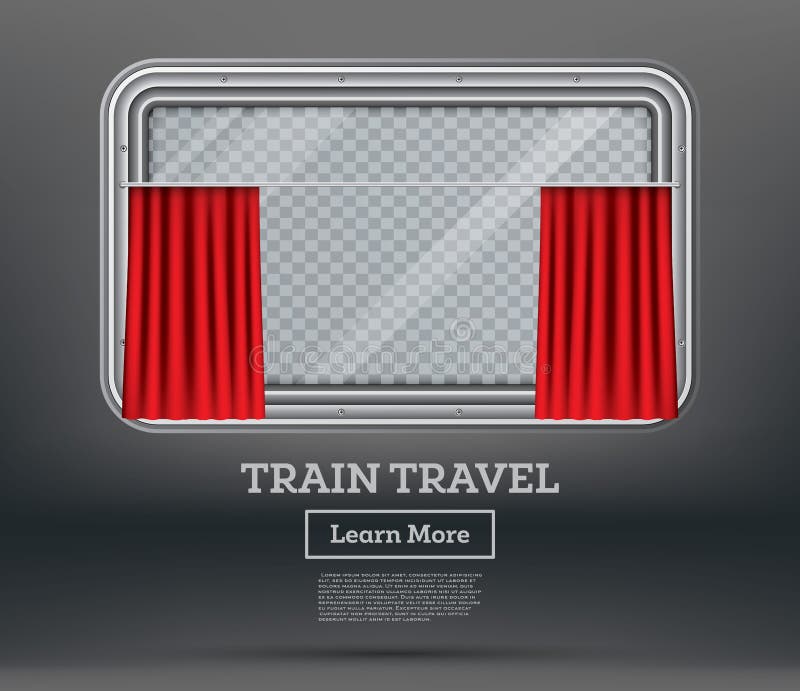 Train Window with Red Curtain and Copy Space. Train Travel Stock Vector ...