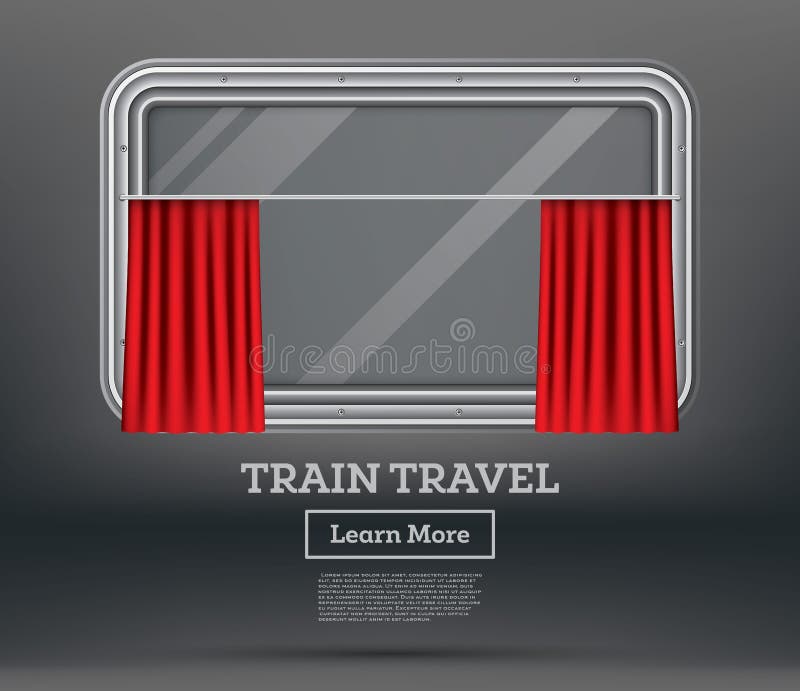 Train Window with Red Curtain. Train Travel Stock Vector - Illustration ...