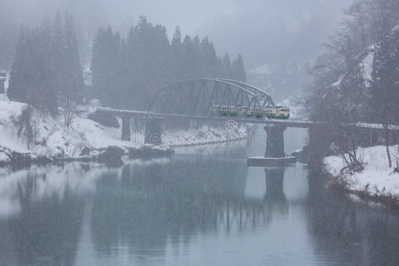 Train in Winter landscape stock image. Image of river - 79153193